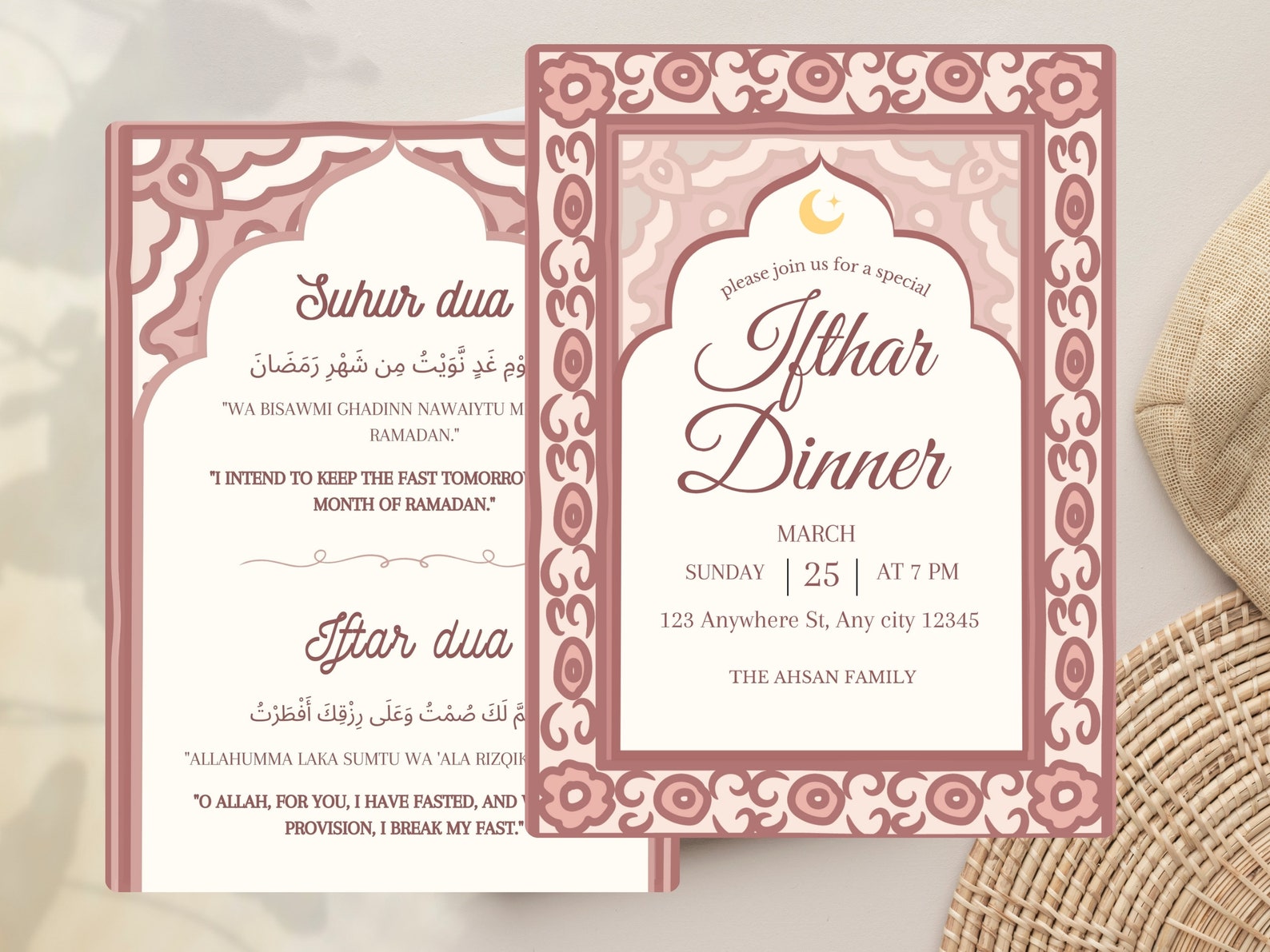 Editable Iftar Dinner Party Invitation Set of 2 Ramadan Kareem Iftar ...