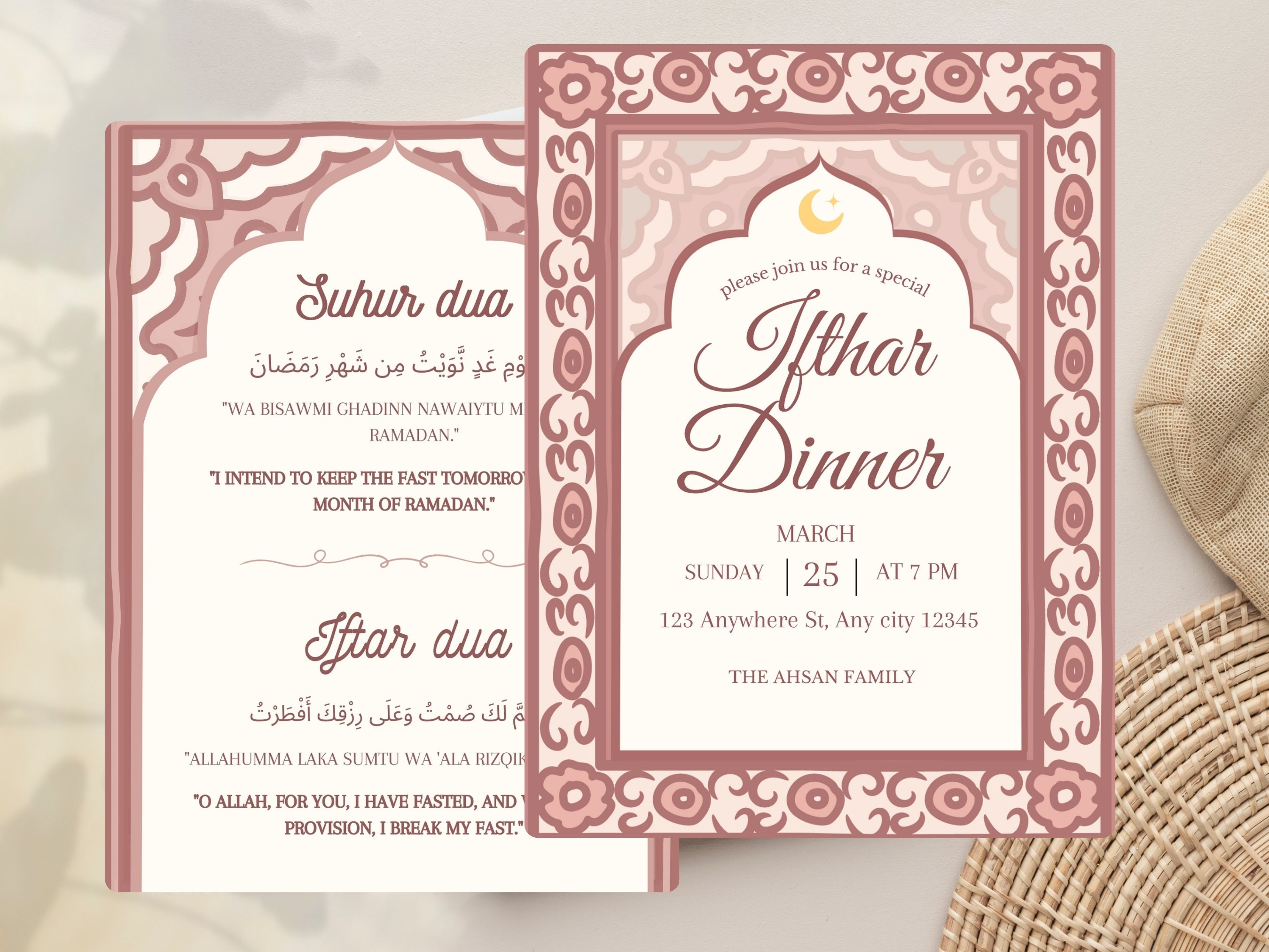 Editable Iftar Dinner Party Invitation Set of 2 Ramadan Kareem Iftar ...