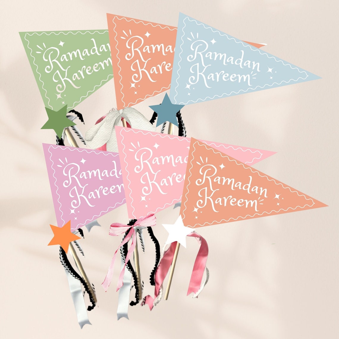 Ramadan Kareem Pennant Flags Set of 6 Ramadan Mubarak Flags Ramadan ...