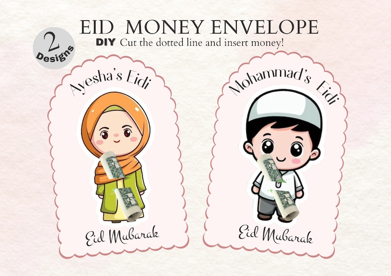 Personalized Eid Mubarak Money Card Eidi Holder Card Eid Money Envelope ...