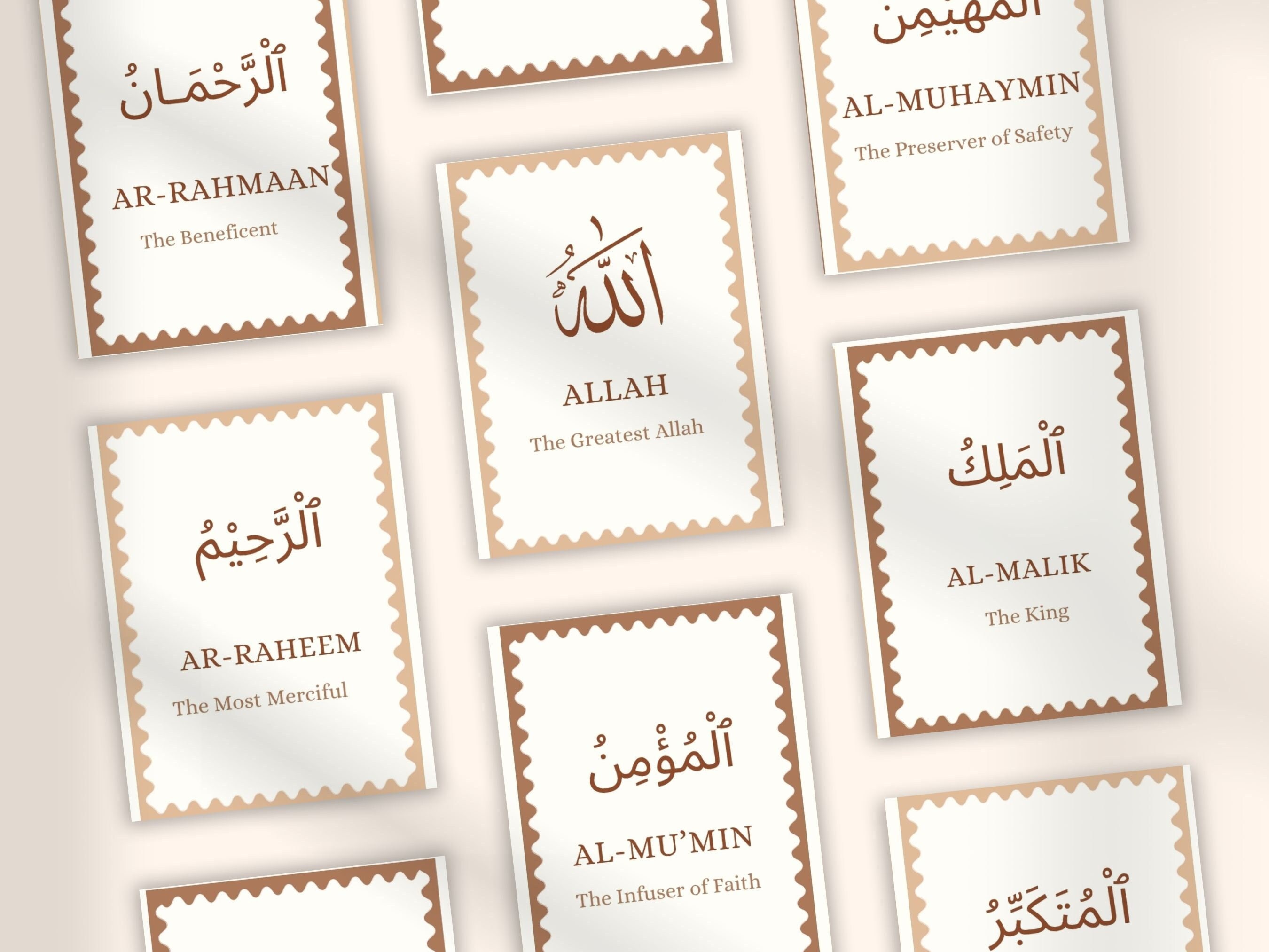99 Names of Allah Flash Cards Minimalist Islamic Flashcards Muslim ...