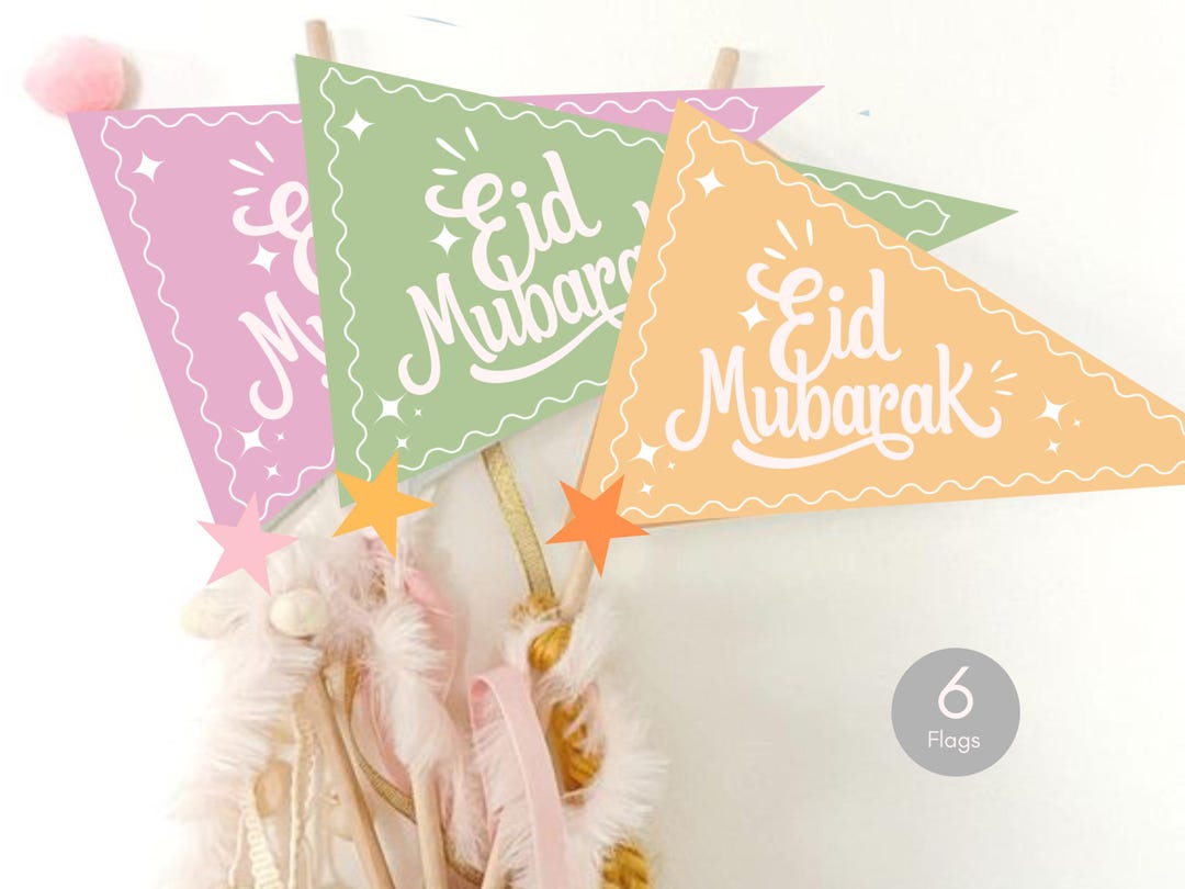 Eid Mubarak Pennant Flags Set of 6 Eid Mubarak Flags Eid Decorations ...
