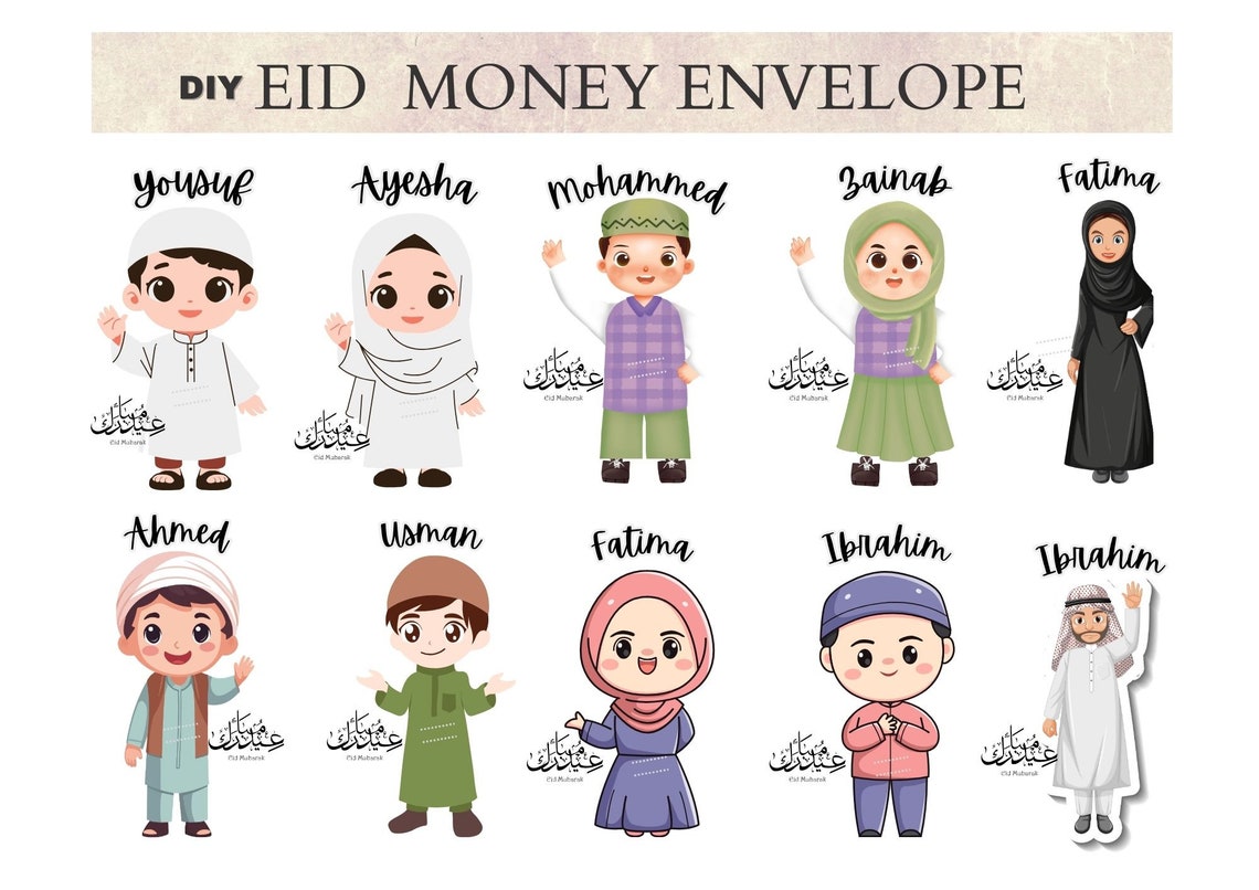 Editable Eid Mubarak Cards Eidi Holder Card Eid Money Envelope Cards ...