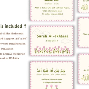 Surah Al-ikhlas Flash Cards Islamic Cards Kids Prayer Cards for Muslim ...