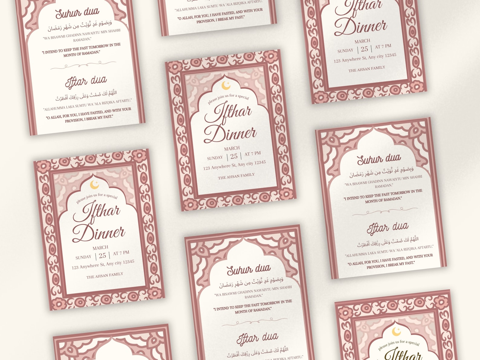 Editable Iftar Dinner Party Invitation Set of 2 Ramadan Kareem Iftar ...