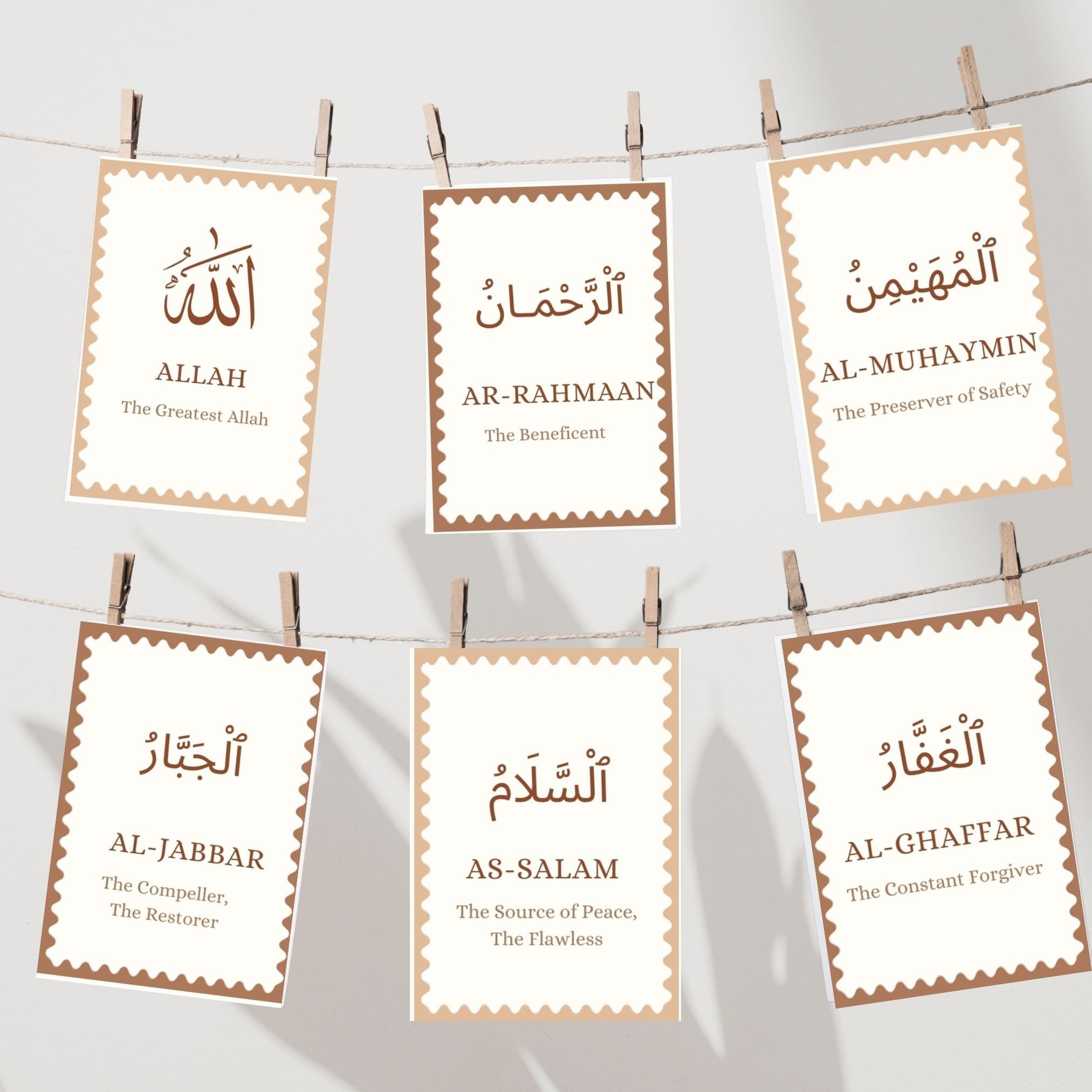 99 Names of Allah Flash Cards Minimalist Islamic Flashcards Muslim ...