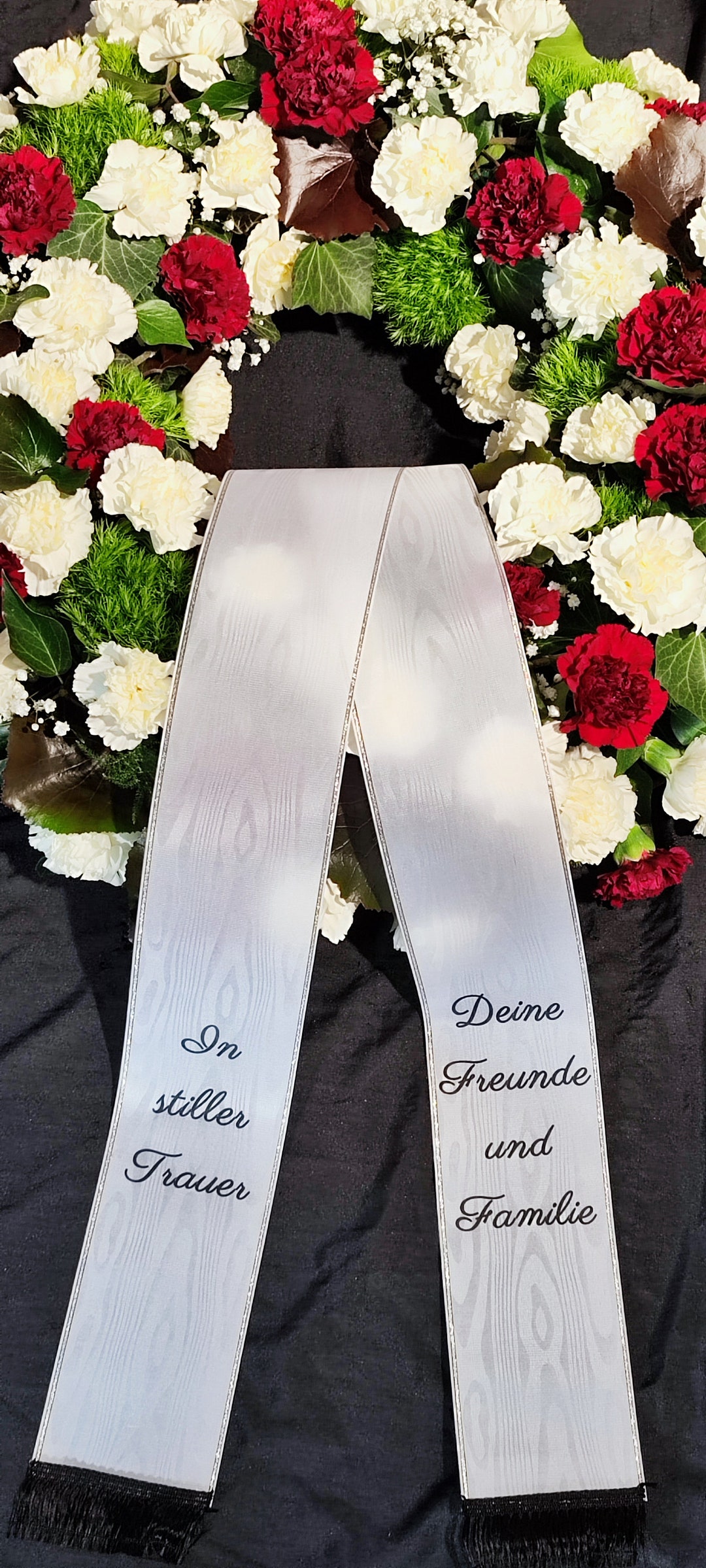 Individuell bedruckte Trauerschleife, Kranzschleife Grabschleife nach ...