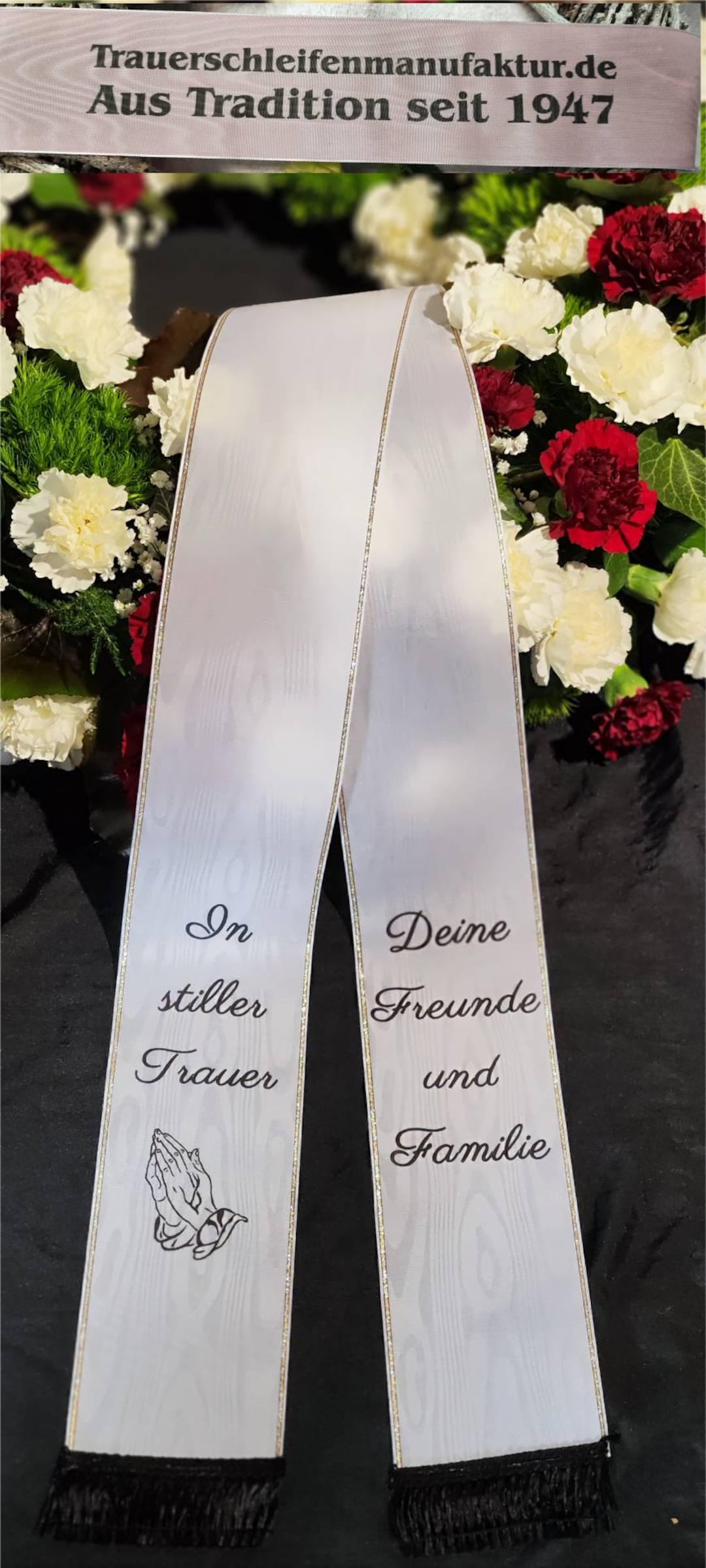 Individuell bedruckte Trauerschleife, Kranzschleife Grabschleife nach ...