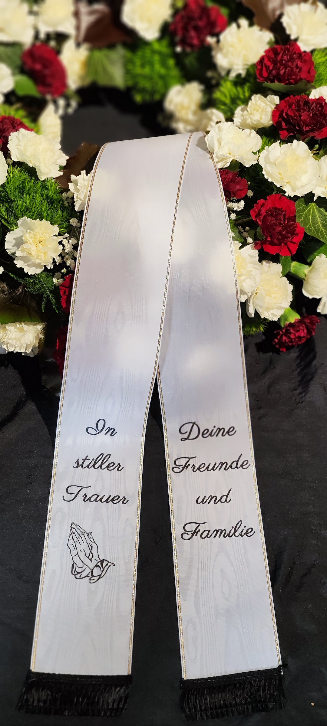 Individuell bedruckte Trauerschleife, Kranzschleife Grabschleife nach ...