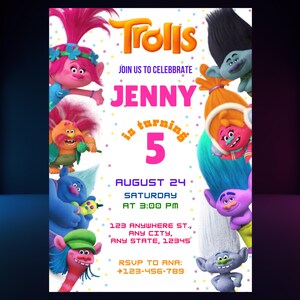 Trolls Invitation, Trolls Birthday Invite Printable, Trolls Craziest ...