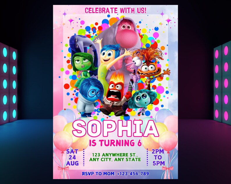 Editable Inside Out 2 Invitation, Inside Out 2 Invitation, Editable ...
