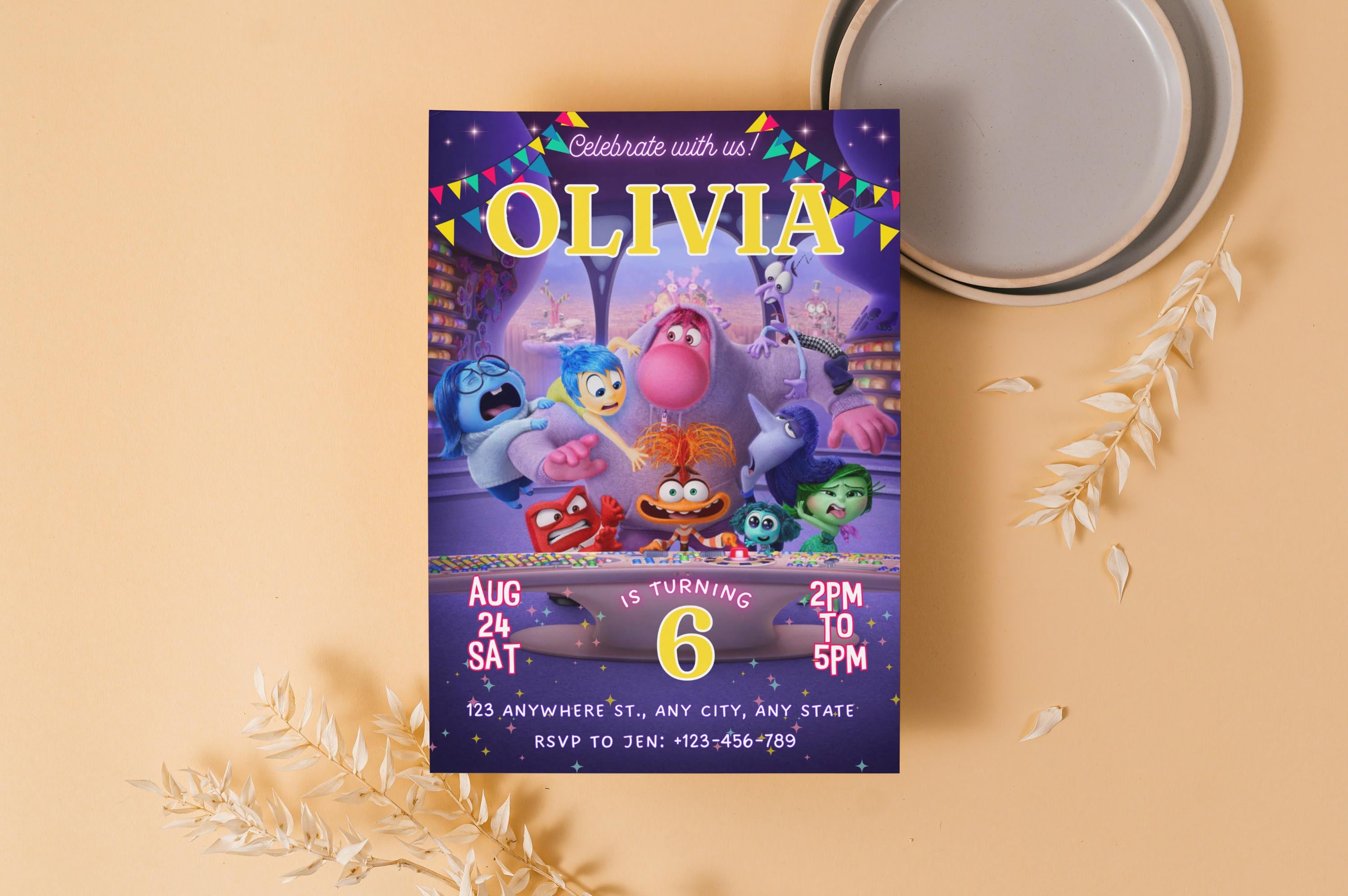 Editable Inside Out 2 Invitation, Inside Out 2 Invitation, Editable ...