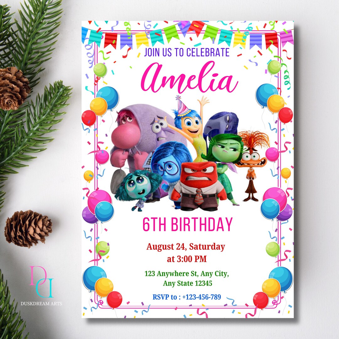 Editable Inside Out 2 Invitation, Inside Out 2 Invitation, Editable ...