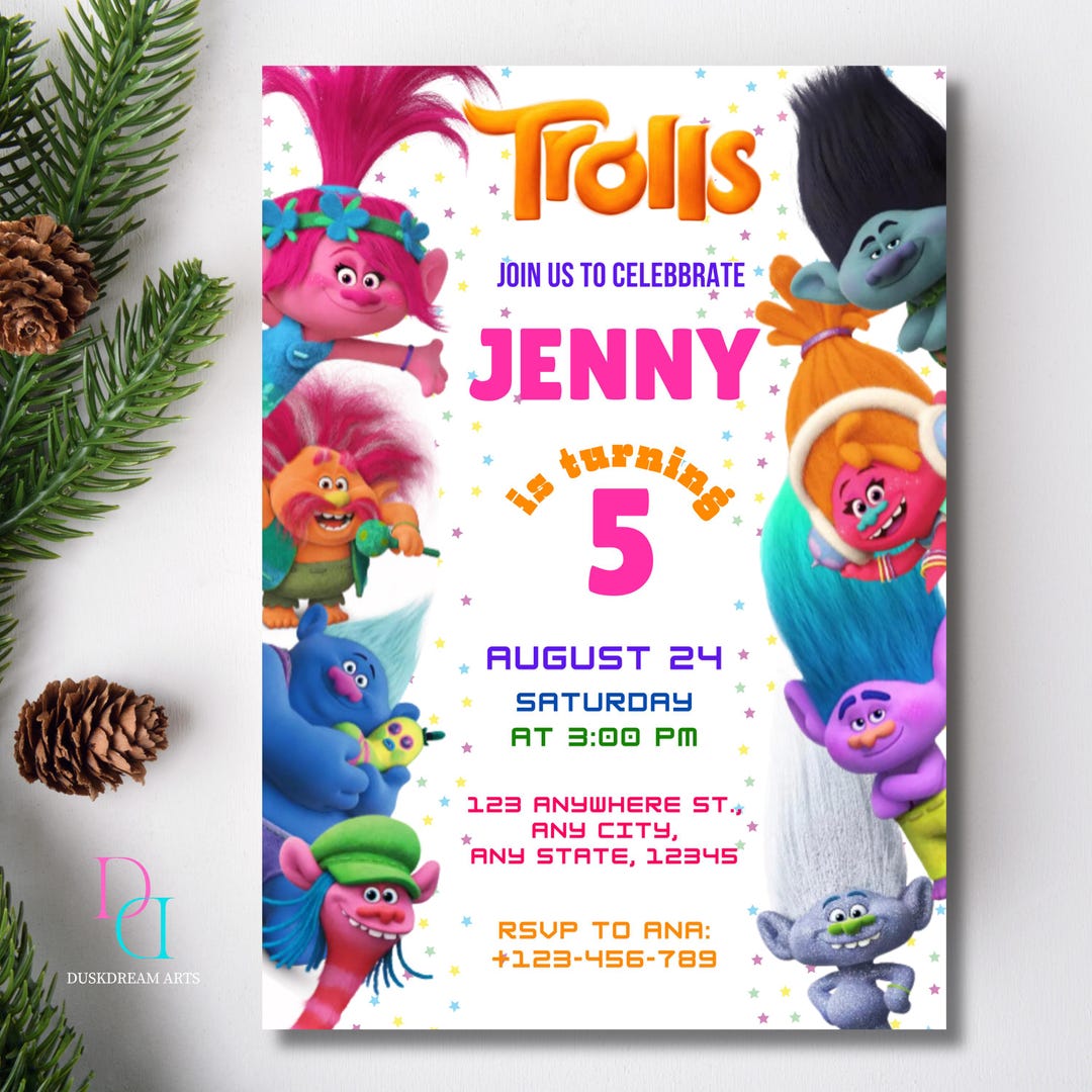 Trolls Invitation, Trolls Birthday Invite Printable, Trolls Craziest ...