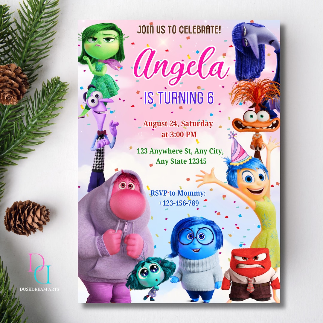 Editable Inside Out 2 Invitation, Inside Out 2 Invitation, Editable ...