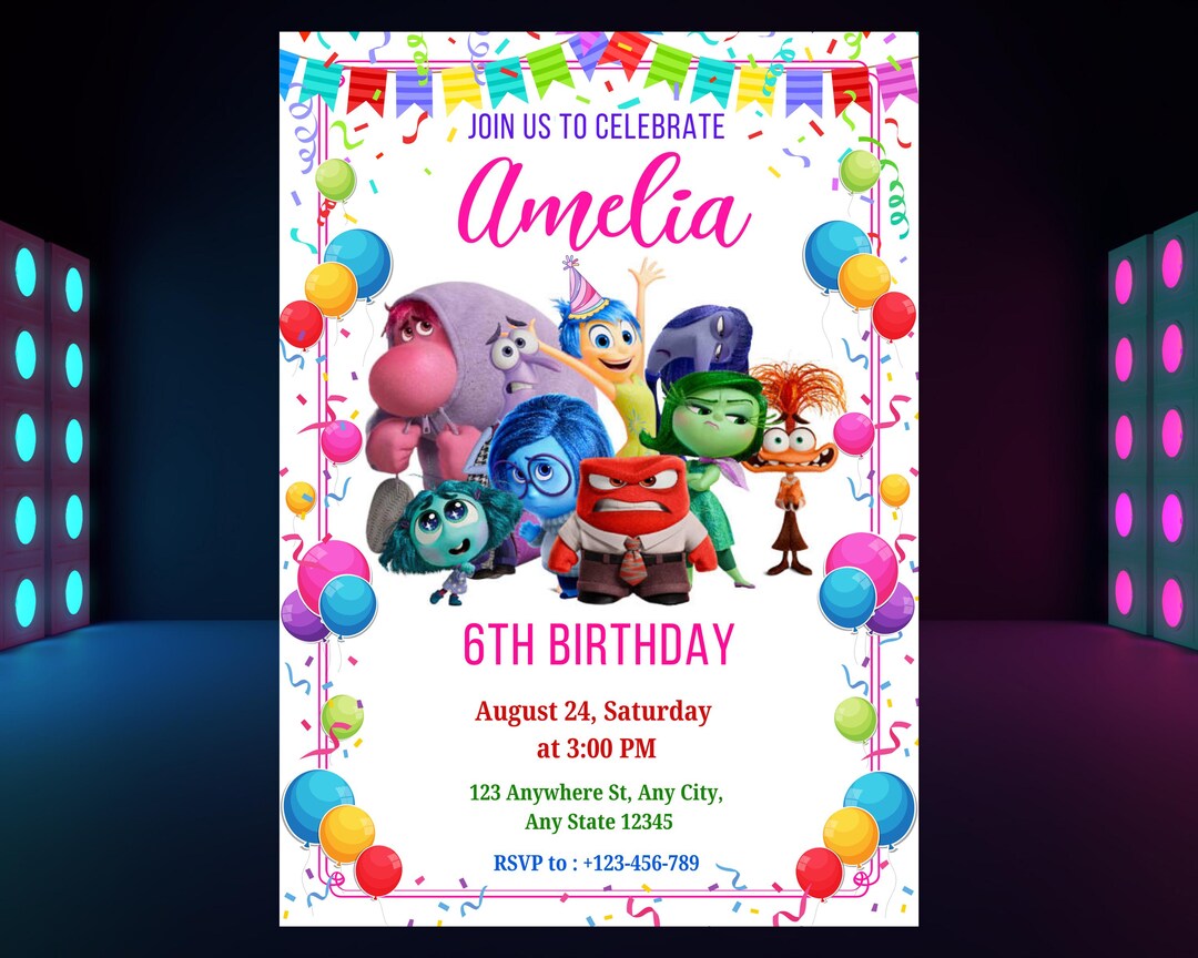 Editable Inside Out 2 Invitation, Inside Out 2 Invitation, Editable ...
