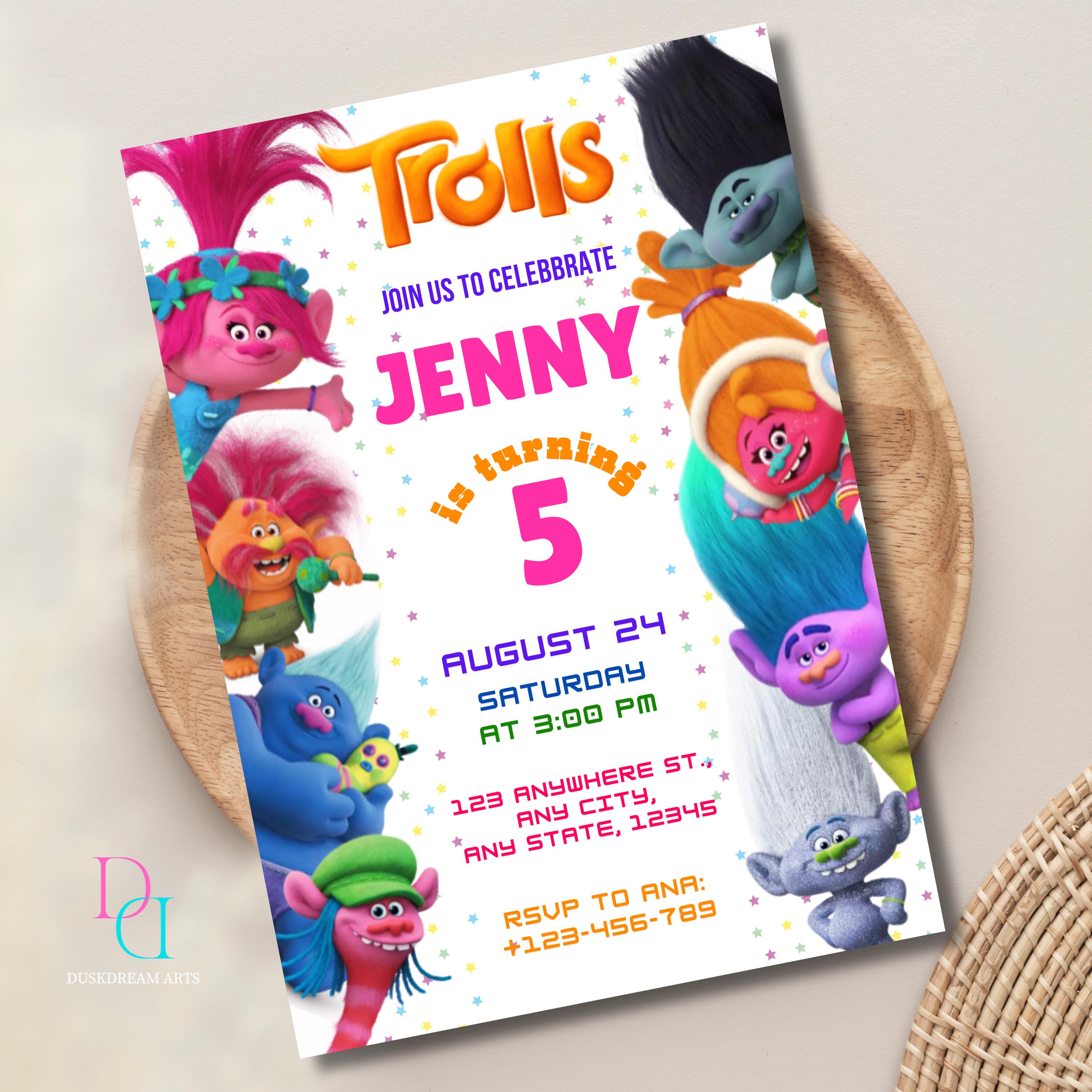 Trolls Invitation, Trolls Birthday Invite Printable, Trolls Craziest ...