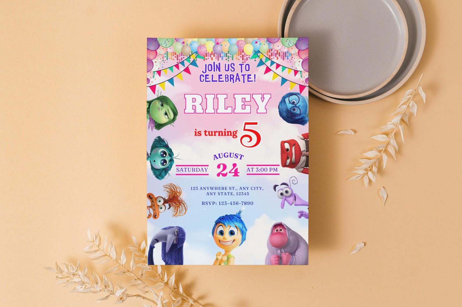 Editable Inside Out 2 Invitation, Inside Out 2 Invitation, Editable ...