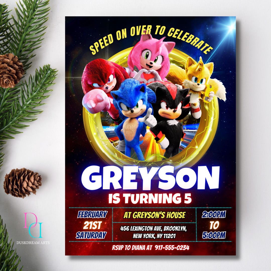 Editable Sonic 3 Birthday Invitation, Sonic the Hedgehog Birthday ...