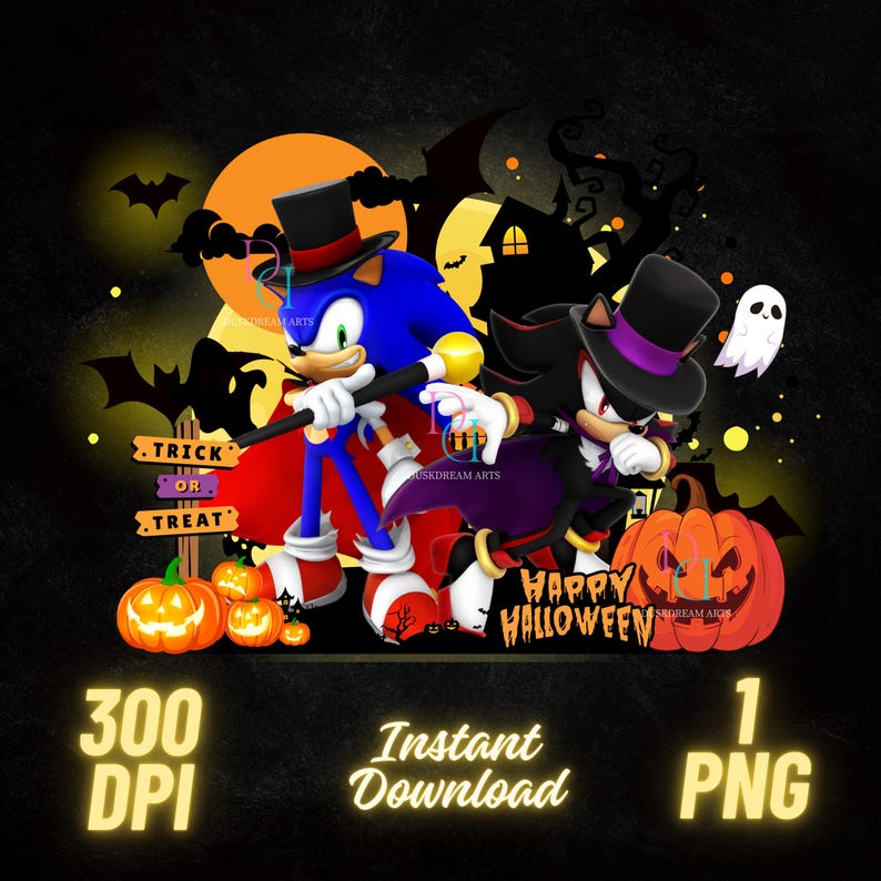 Sonic and Shadow Halloween PNG, Sonic Halloween Png, Sonic Shirt, High ...