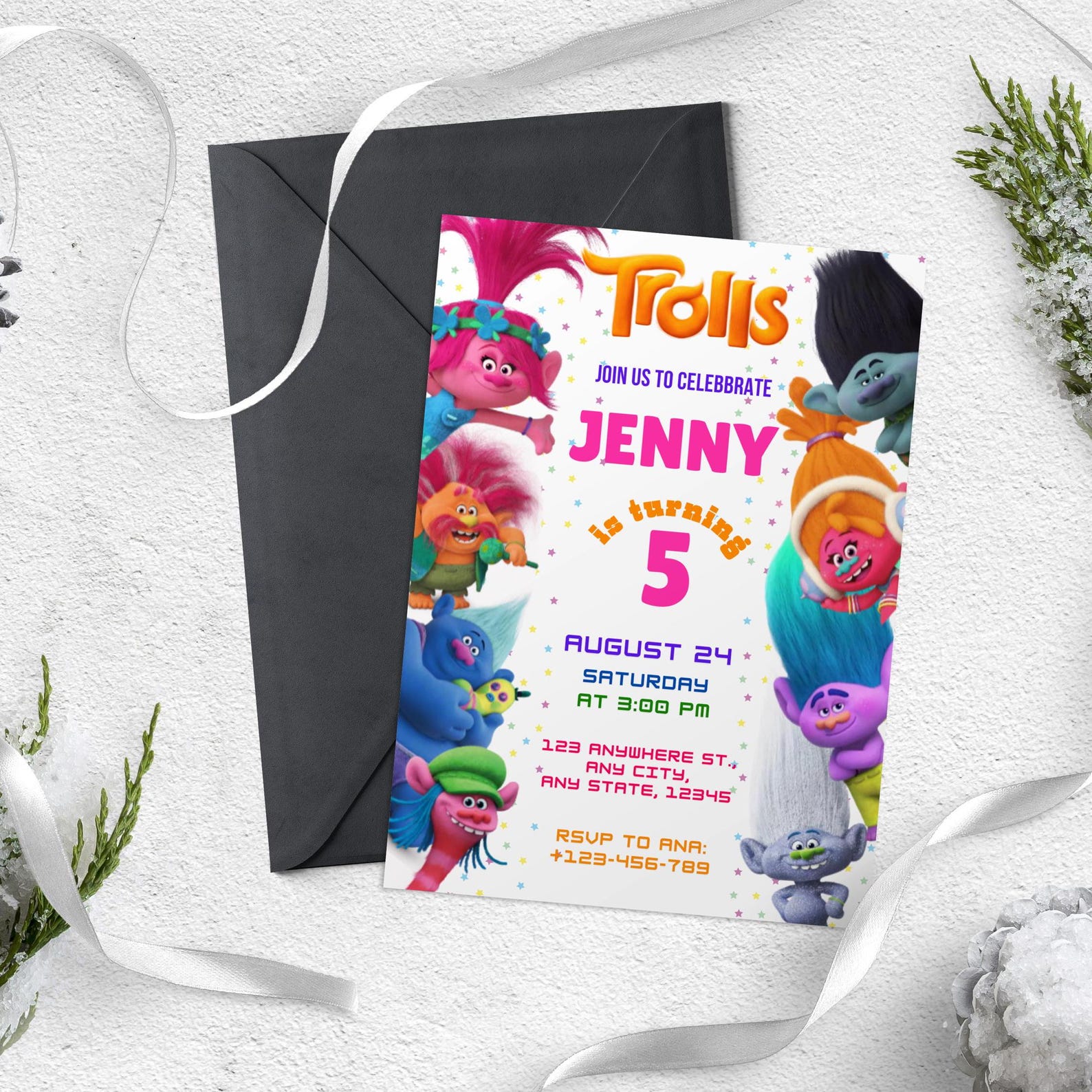 Trolls Invitation, Trolls Birthday Invite Printable, Trolls Craziest ...
