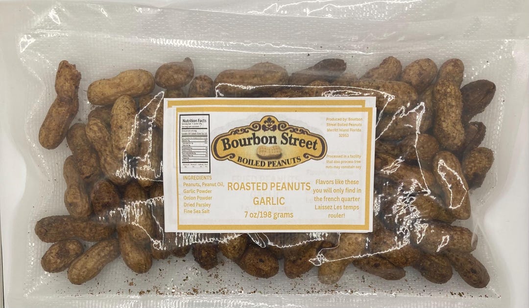 Garlic Roasted Peanuts 7 Oz Savory Southern Snack From Bourbon Street ...