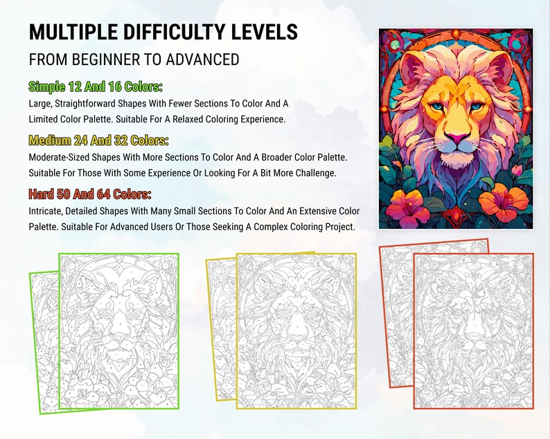 Color by Numbers, Digital Coloring Pages, Paint by Numbers, Procreate ...