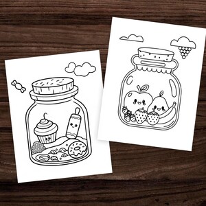 20 Simple Coloring Pages Cute Jars Kawaii Jars Coloring Printable PDF ...