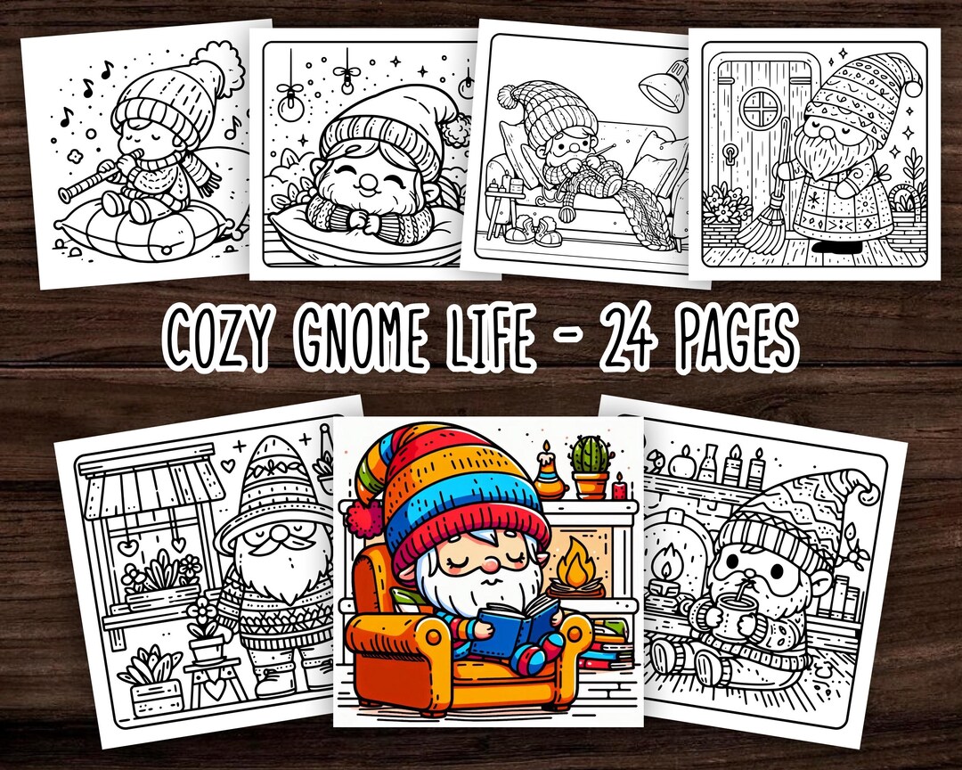 Cozy Gnome Life Coloring Bold and Easy Coloring Book Cute Gnomes ...