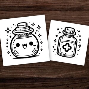 Bold and Easy Coloring Book Cute Magic Potion Jars Simple Coloring ...