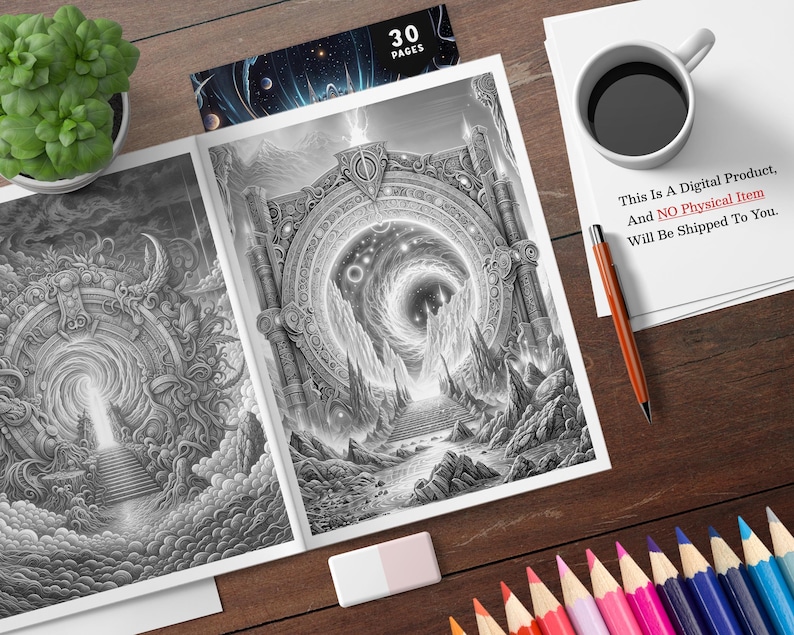30 Ancient Portals Coloring Pages, Coloring Sheets, Fantasy Coloring ...