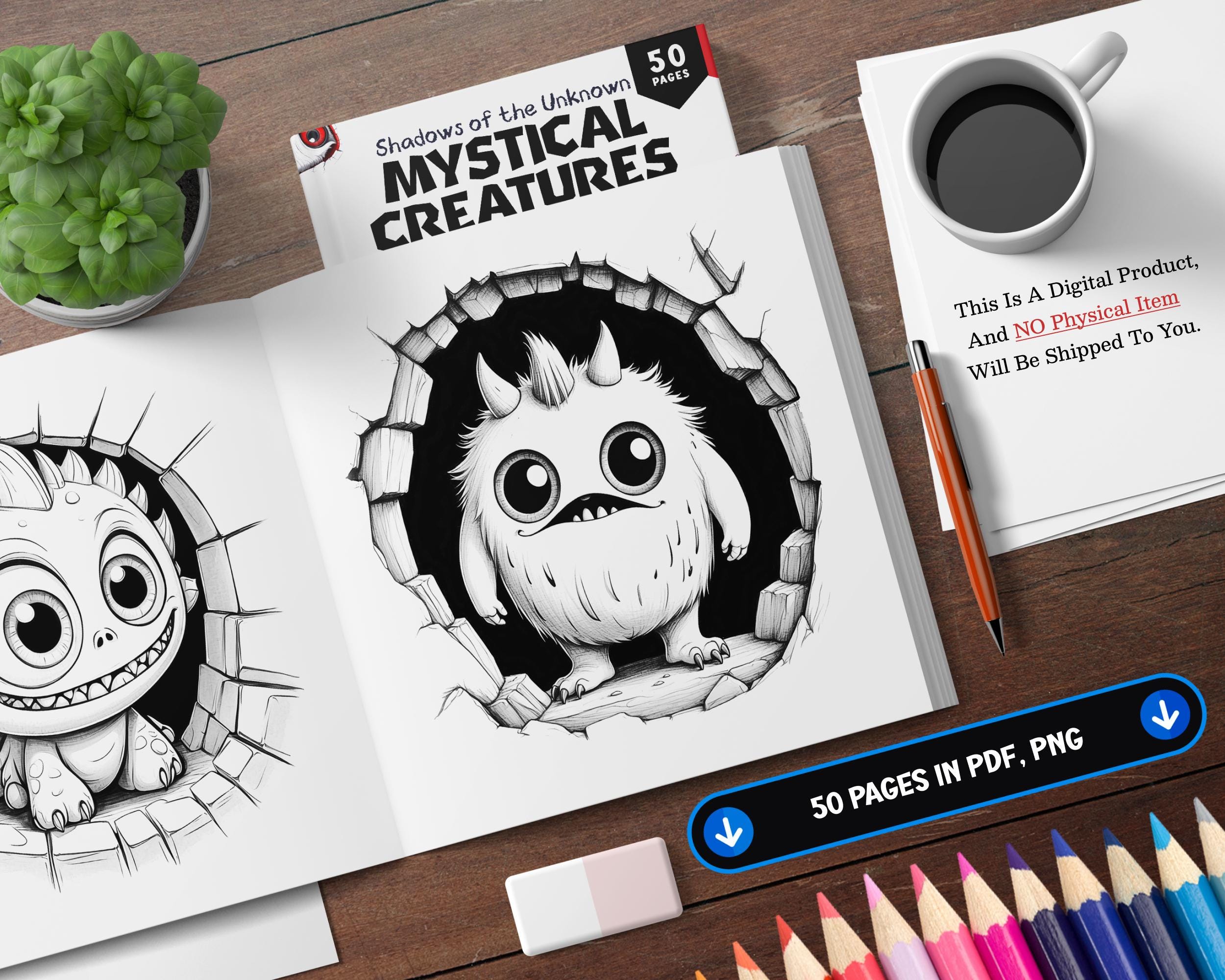 50 Mystical Creatures Coloring Pages, Coloring Pages in PDF, Creepy ...