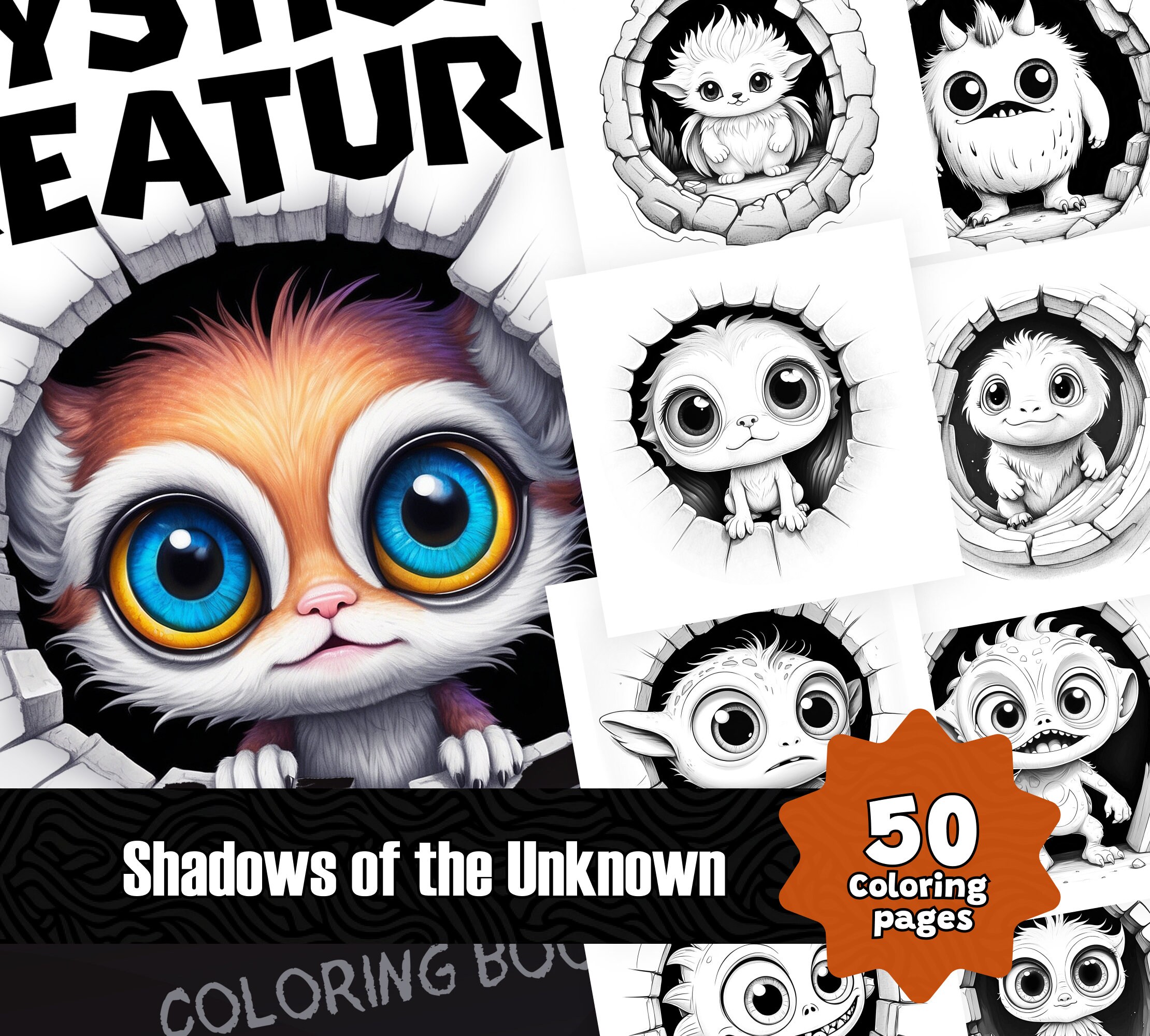 50 Mystical Creatures Coloring Pages, Coloring Pages in PDF, Creepy ...
