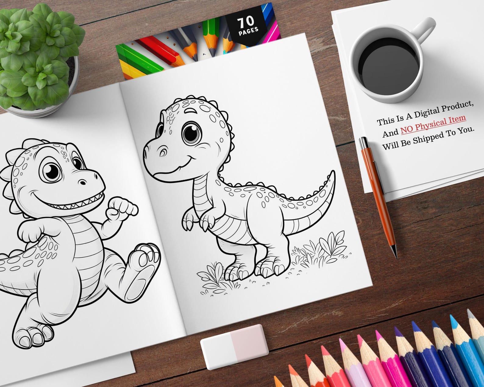 70 Simple Dinosaur Coloring Pages for Kids,bold and Easy Coloring Book ...