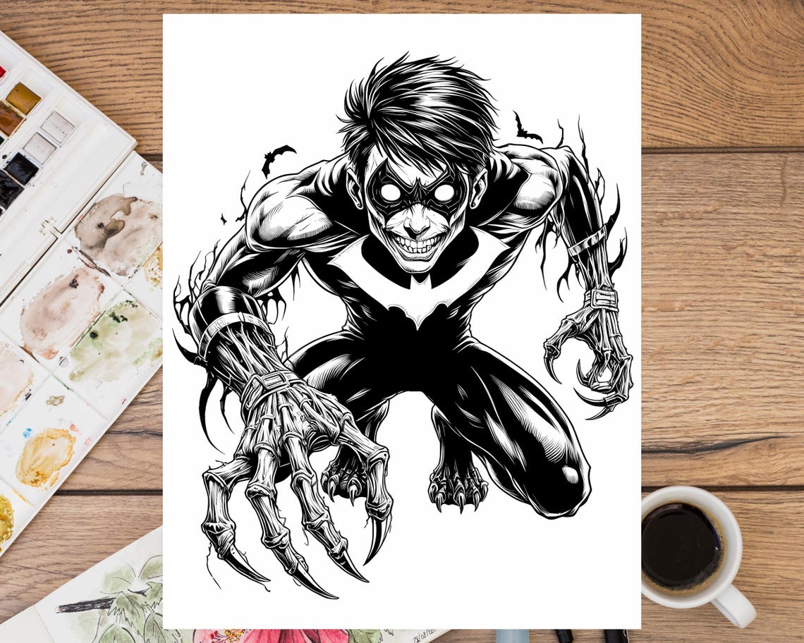 250 Creepy Superheroes Coloring Book BUNDLE, Comics Coloring, Superhero ...