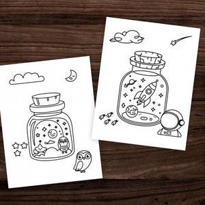 Bold and Easy Coloring Book Simple Coloring Pages Cute Jars Kawaii Jars ...