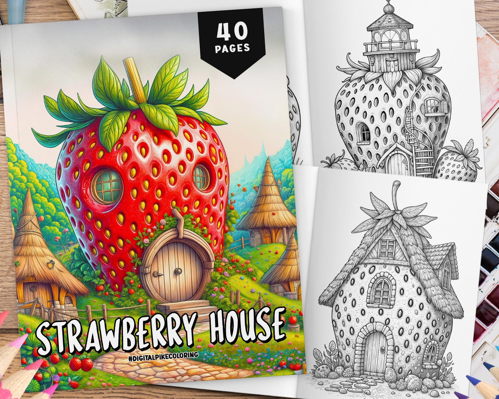 40 Strawberry House Coloring Pages, Coloring Sheets, Fantasy Coloring ...