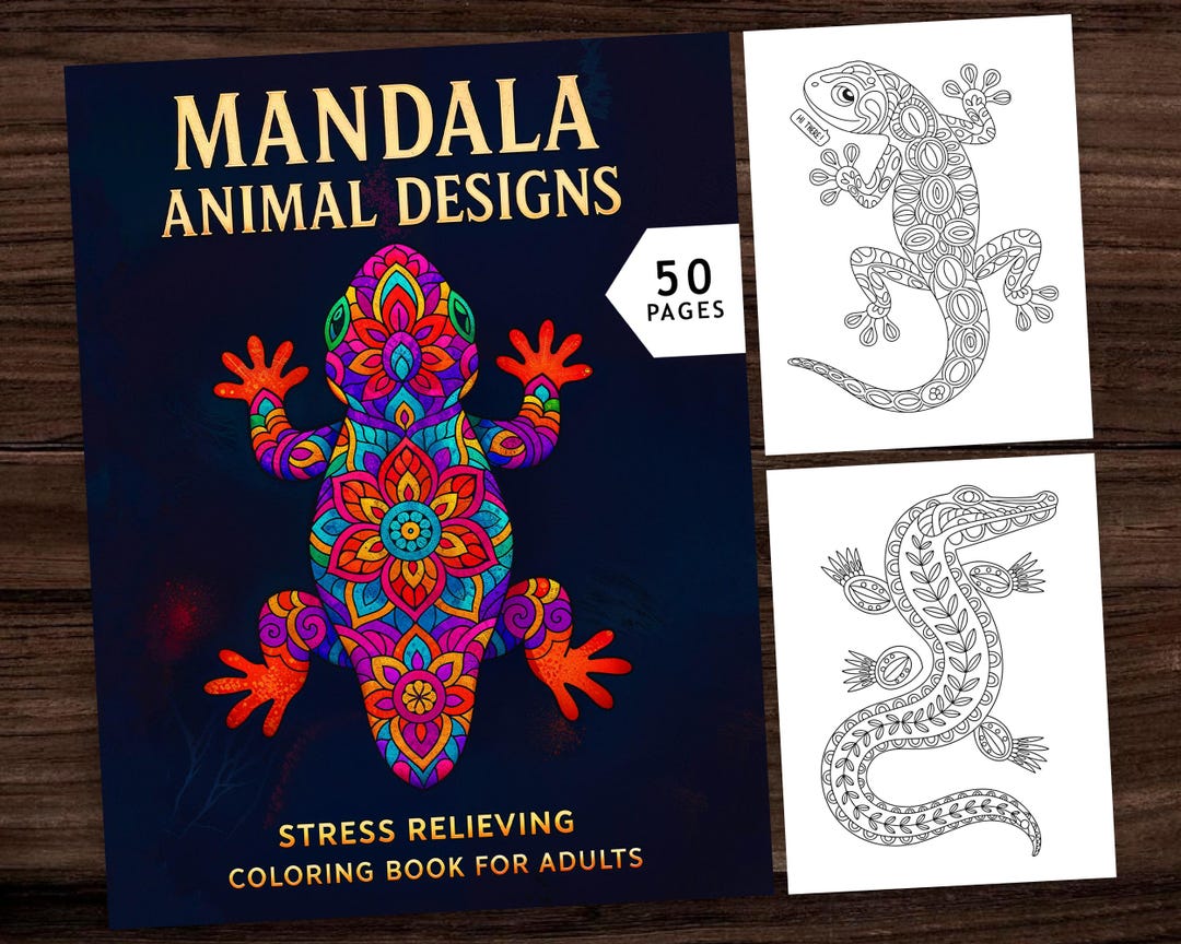 50 Mandala Animals Design Pattern Coloring Book Coloring Sheets ...