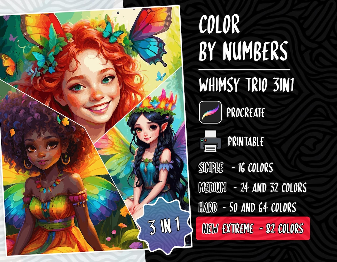 Color by Number, Paint by Number, Digital Coloring Pages, Procreate ...