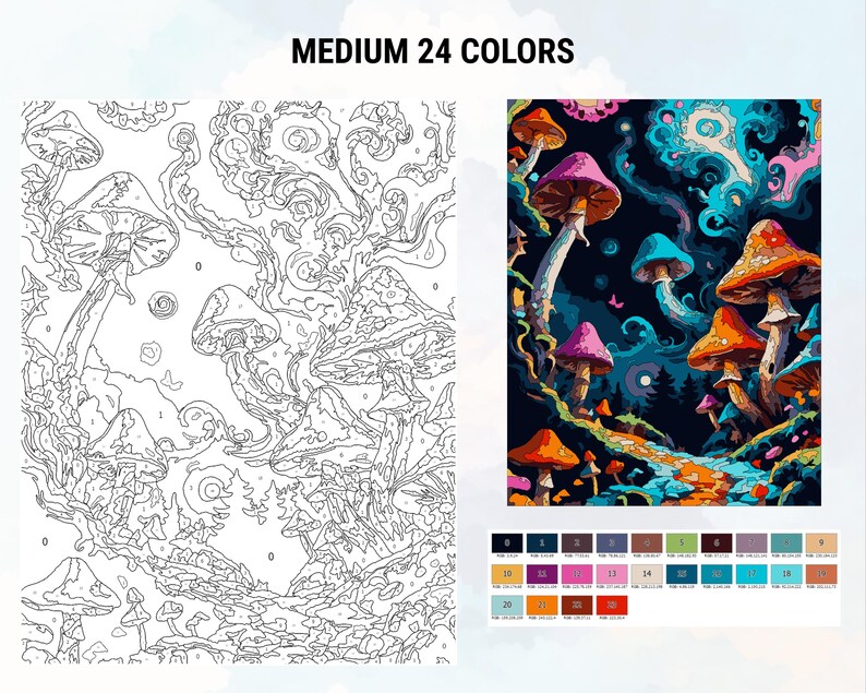 Color by Numbers, Digital Coloring Pages, Paint by Numbers, Procreate ...