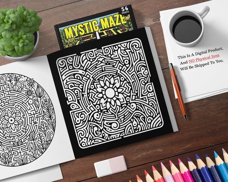 56 Mystic Mazes Coloring Book, Adults Coloring Book, Dreamscapes ...