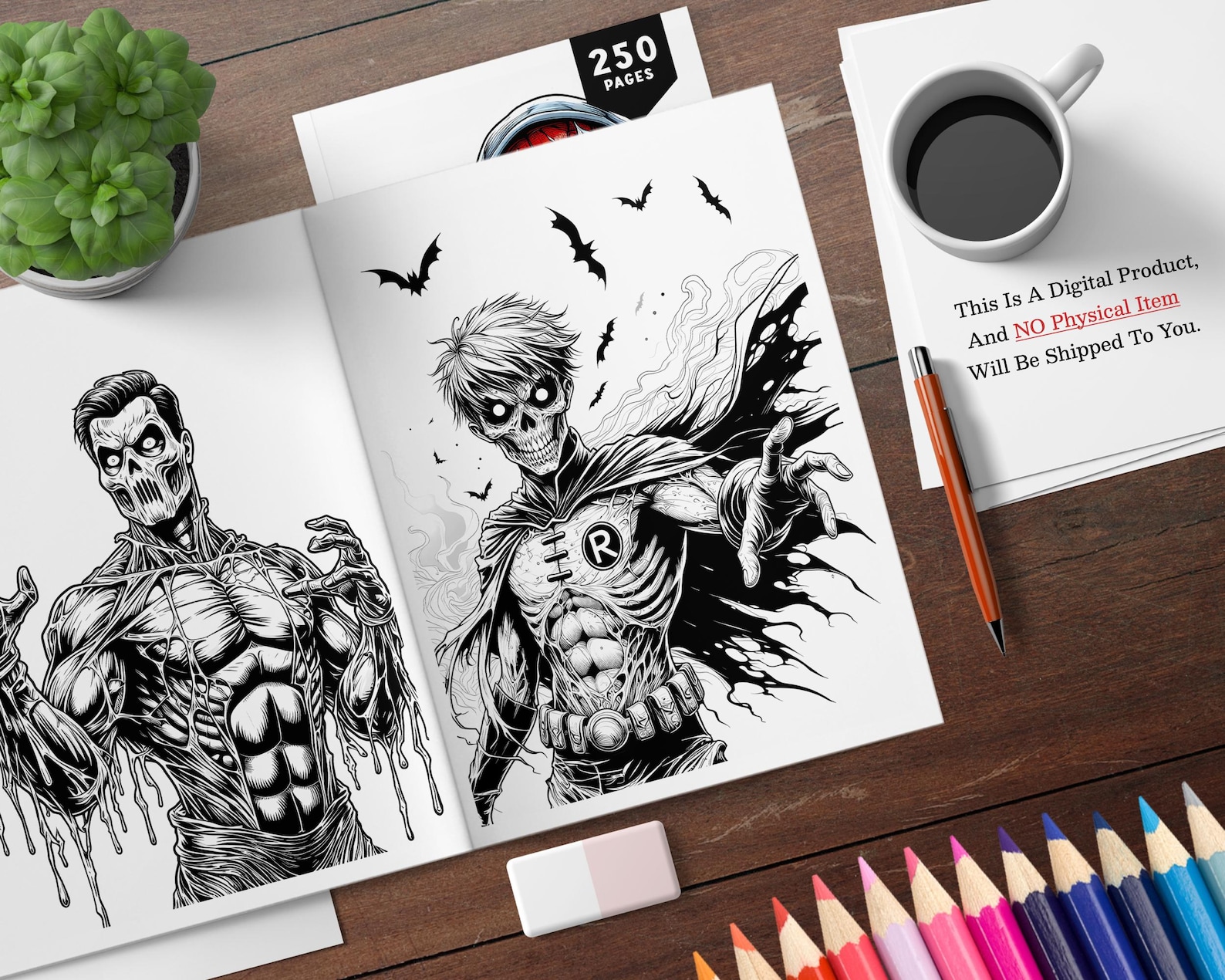 250 Creepy Superheroes Coloring Book BUNDLE, Comics Coloring, Superhero ...