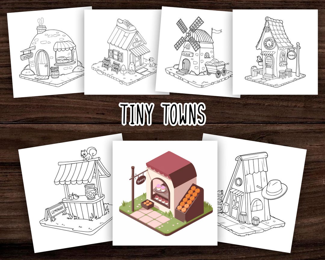 Simple Coloring Pages Cute Tiny Houses Coloring Printable PDF Coloring ...