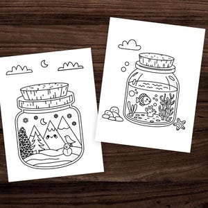 Bold and Easy Coloring Book Simple Coloring Pages Cute Jars Kawaii Jars ...