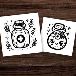 Bold and Easy Coloring Book Cute Magic Potion Jars Simple Coloring ...