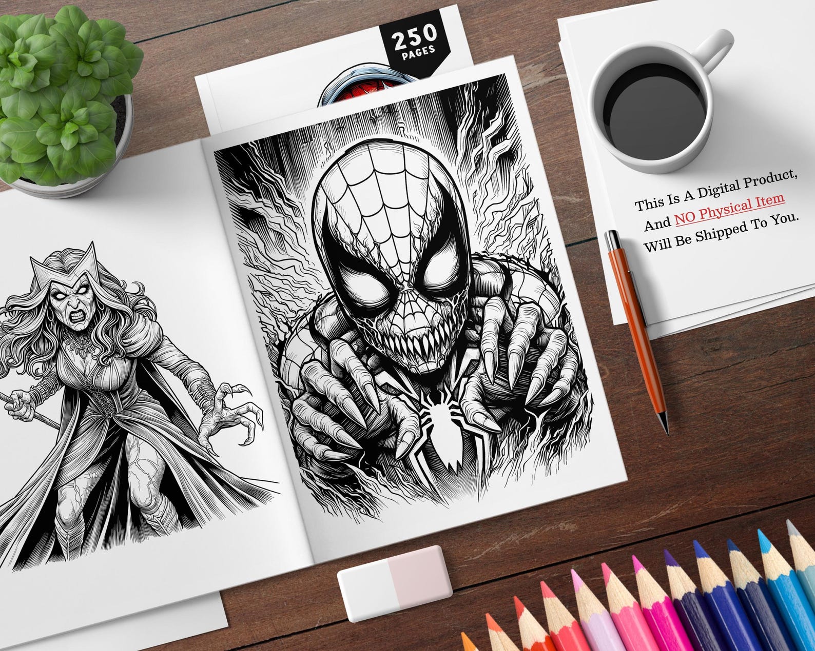 250 Creepy Superheroes Coloring Book BUNDLE, Comics Coloring, Superhero ...