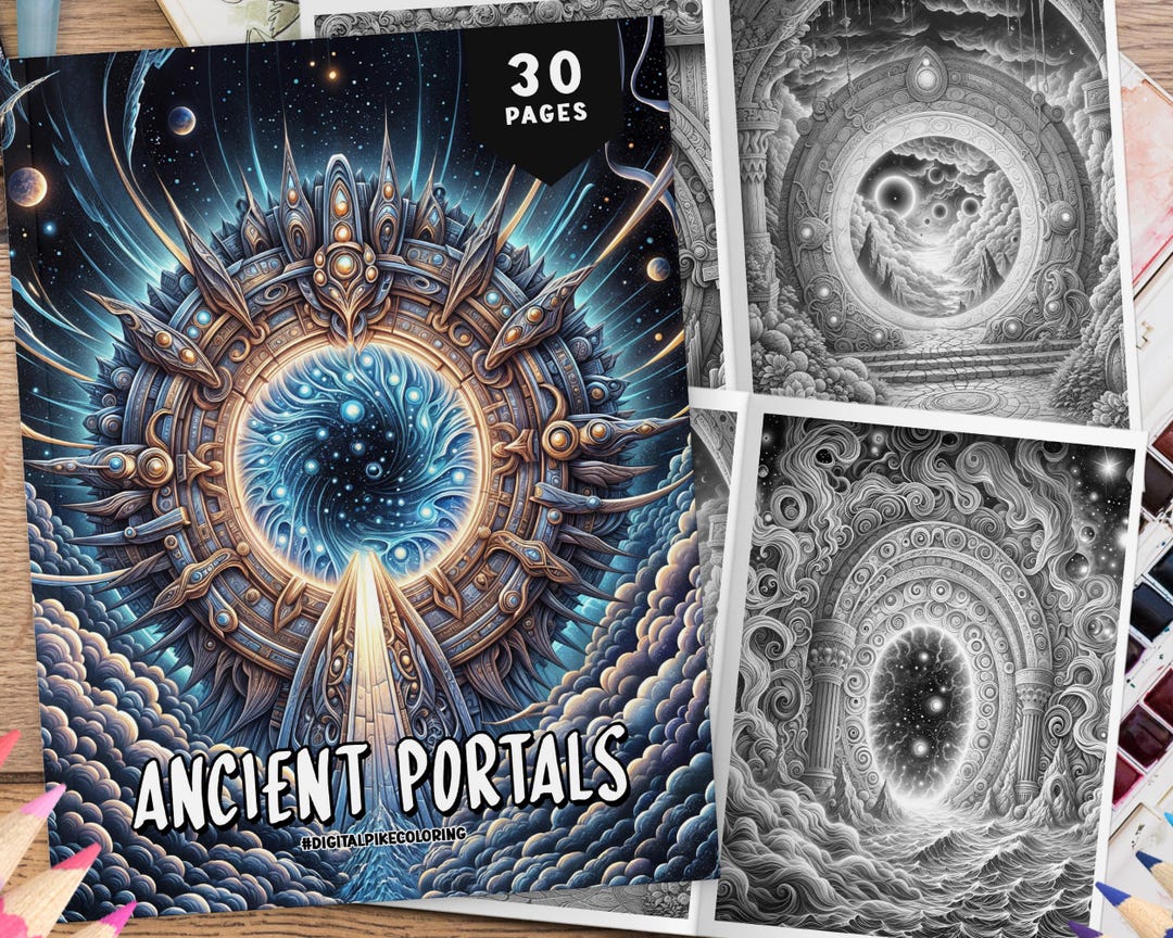 30 Ancient Portals Coloring Pages, Coloring Sheets, Fantasy Coloring ...