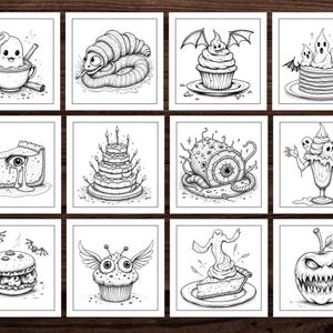 50 Spooky Halloween Dessert Coloring Book, Spooky Dessert Coloring ...