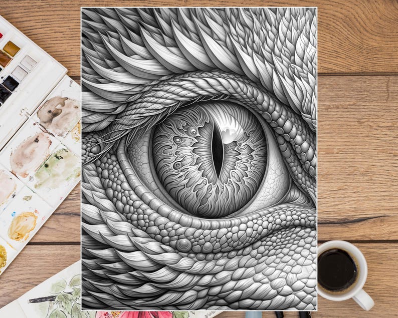 36 Dragon Eyes Coloring Pages, Grayscale Coloring, Coloring Sheets ...