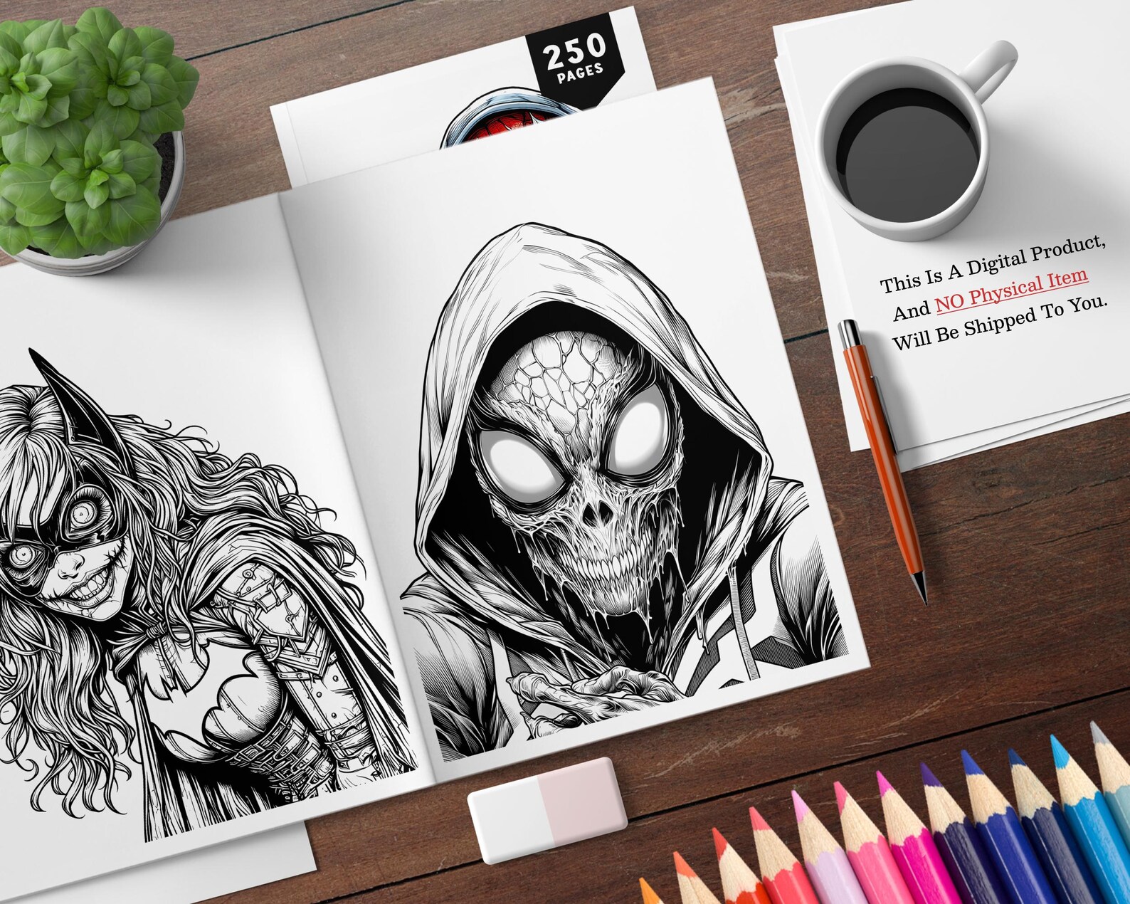 250 Creepy Superheroes Coloring Book BUNDLE, Comics Coloring, Superhero ...